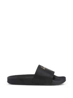 GIUSEPPE ZANOTTI Brett Logo-embellished Leather Slides