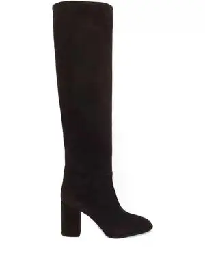 LE SILLA Suede Knee-high Boots With Block Heel - Brown