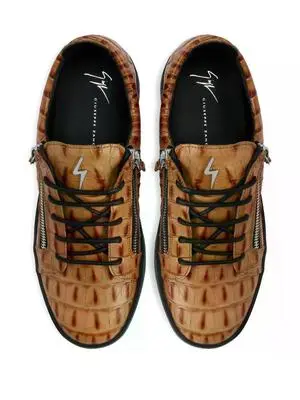 GIUSEPPE ZANOTTI Frankie Crocodile-effect Sneakers - Brown