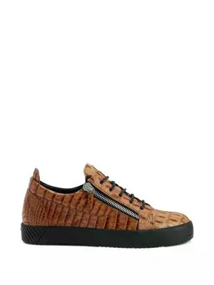 GIUSEPPE ZANOTTI Frankie Crocodile-effect Sneakers - Brown