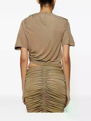Christopher Esber Ruched Ring-detail Tee - Neutrals