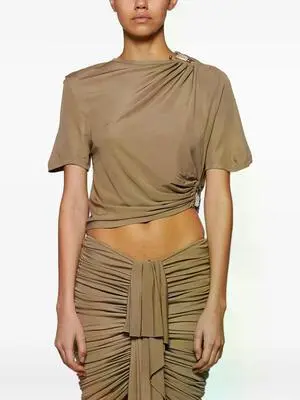 Christopher Esber Ruched Ring-detail Tee - Neutrals