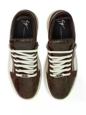 GIUSEPPE ZANOTTI Panelled Zip-detail Sneakers - Brown