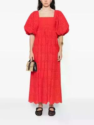 Farm Rio Eyelet-detail Midi Dress