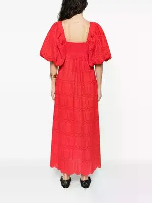 Farm Rio Eyelet-detail Midi Dress