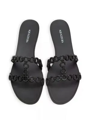 AQUAZZURA Chain-embellished Flat Sandals - Black