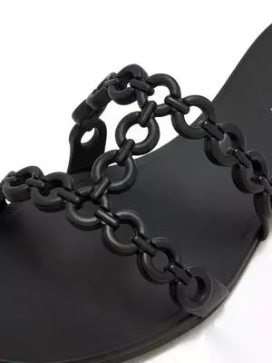 AQUAZZURA Chain-embellished Flat Sandals - Black