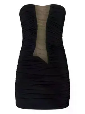 NENSI DOJAKA Draped Mesh-insert Mini Dress - Black