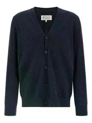 MAISON MARGIELA Elbow-patch V-neck Cardigan - Blue