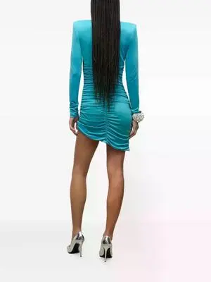 AREA Crystal-embellished Draped Mini Dress