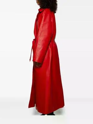 Magda Butrym Belted Leather Coat - Red