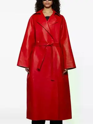 Magda Butrym Belted Leather Coat - Red