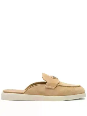 Prada Logo-plaque Suede Mules