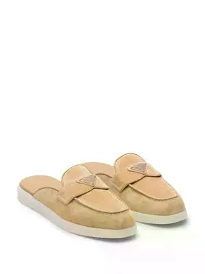 Prada Logo-plaque Suede Mules