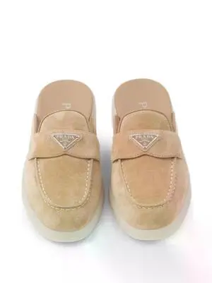 Prada Logo-plaque Suede Mules
