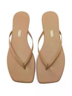 Tkees Leather Square-toe Flat Sandals - Brown