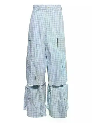 Natasha Zinko Checked-pattern Cargo Trousers - Blue