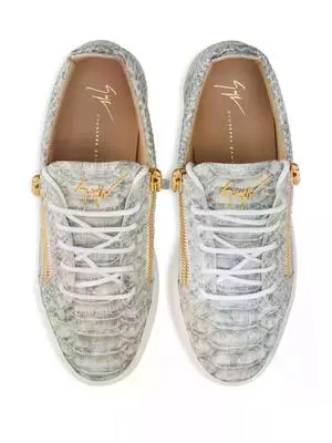 GIUSEPPE ZANOTTI Frankie Snakeskin-effect Sneakers - Grey