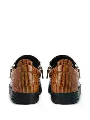 GIUSEPPE ZANOTTI Frankie Crocodile-effect Low-top Sneakers - Brown