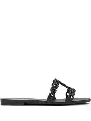 AQUAZZURA Infinity Chain Flat Sandals - Black