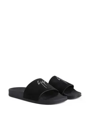 GIUSEPPE ZANOTTI Crystal-embellished Slides - Black