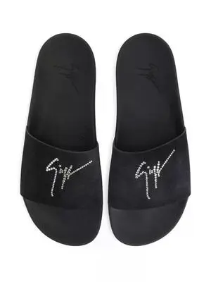 GIUSEPPE ZANOTTI Crystal-embellished Slides - Black