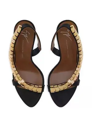GIUSEPPE ZANOTTI 105mm Dafne Satin Slingback Sandals - Black