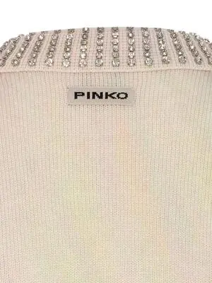 Pinko Crystal-collar Crewneck Sweater - Neutrals