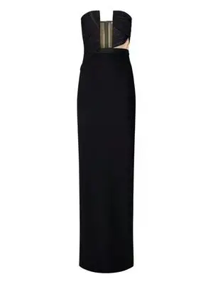 NENSI DOJAKA Plissé-detail Cut-out Maxi Dress - Black