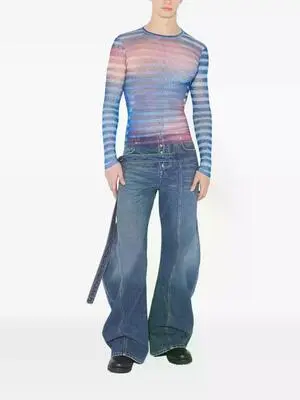JEAN PAUL GAULTIER Striped Long Sleeve Top - Blue