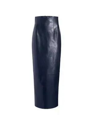 Khaite Pencil Leather Skirt - Blue