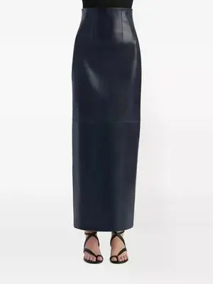 Khaite Pencil Leather Skirt - Blue