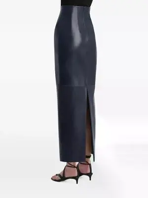 Khaite Pencil Leather Skirt - Blue