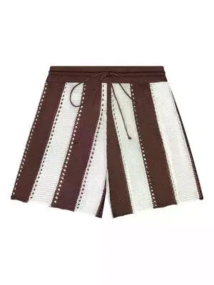 Calle Del Mar Cabana Stripe Knitted Shorts - Brown