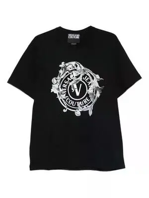 Versace Porcelain Barocco-print Cotton T-shirt - Black