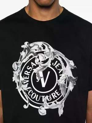 Versace Porcelain Barocco-print Cotton T-shirt - Black