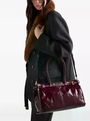 Prada Large Bonnie Leather Tote Bag - Red