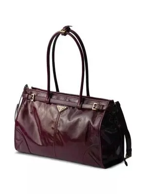 Prada Large Bonnie Leather Tote Bag - Red