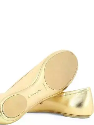 GIANVITO ROSSI Buckle-strap Round-toe Ballet Flats - Yellow