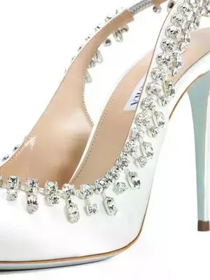 AQUAZZURA 105mm Temptation Crystal-embellished Slingback Sandals - White