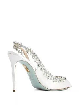 AQUAZZURA 105mm Temptation Crystal-embellished Slingback Sandals - White