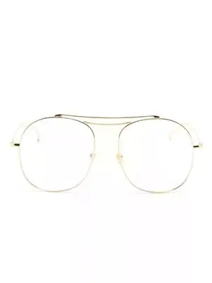 Gucci Logo-engraved Pilot-frame Eyeglasses - Gold