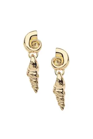 JANE WIN Spiral Seashell Earrings - Gold