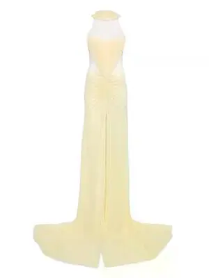 David Koma Tulle Insert Draped Maxi Dress