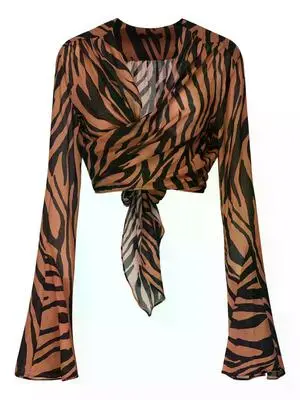 Andamane Zebra-print Tie-front Blouse