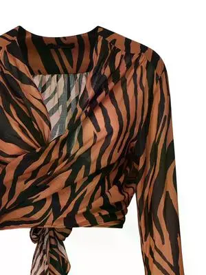 Andamane Zebra-print Tie-front Blouse