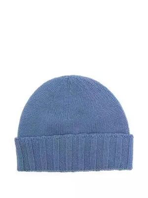 DRUMOHR Ribbed Cashmere Beanie - Blue
