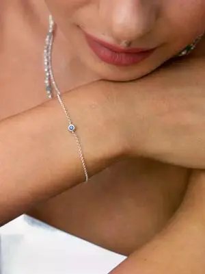 DOWER & HALL Dewdrop Sapphire Chain Bracelet - Silver