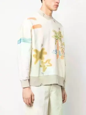 Palm Angels Sprayed Palm-print Cotton Sweatshirt