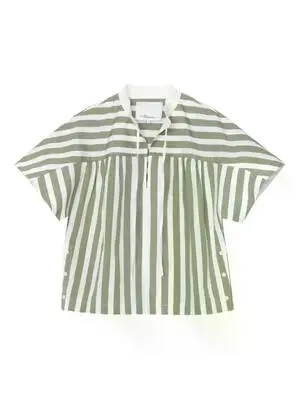 3.1 Phillip Lim Striped Tie Neck Top - Green